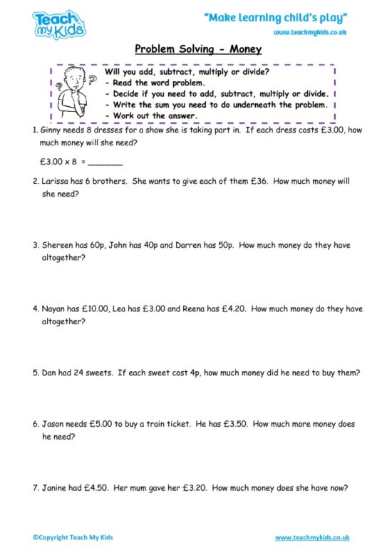 Problem Solving Money TMK Education Problem Solving Money TMK Education